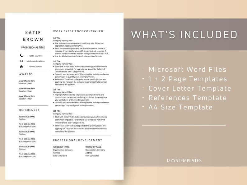 Clean and Modern Resume Template Word CV Template Cover Letter ...