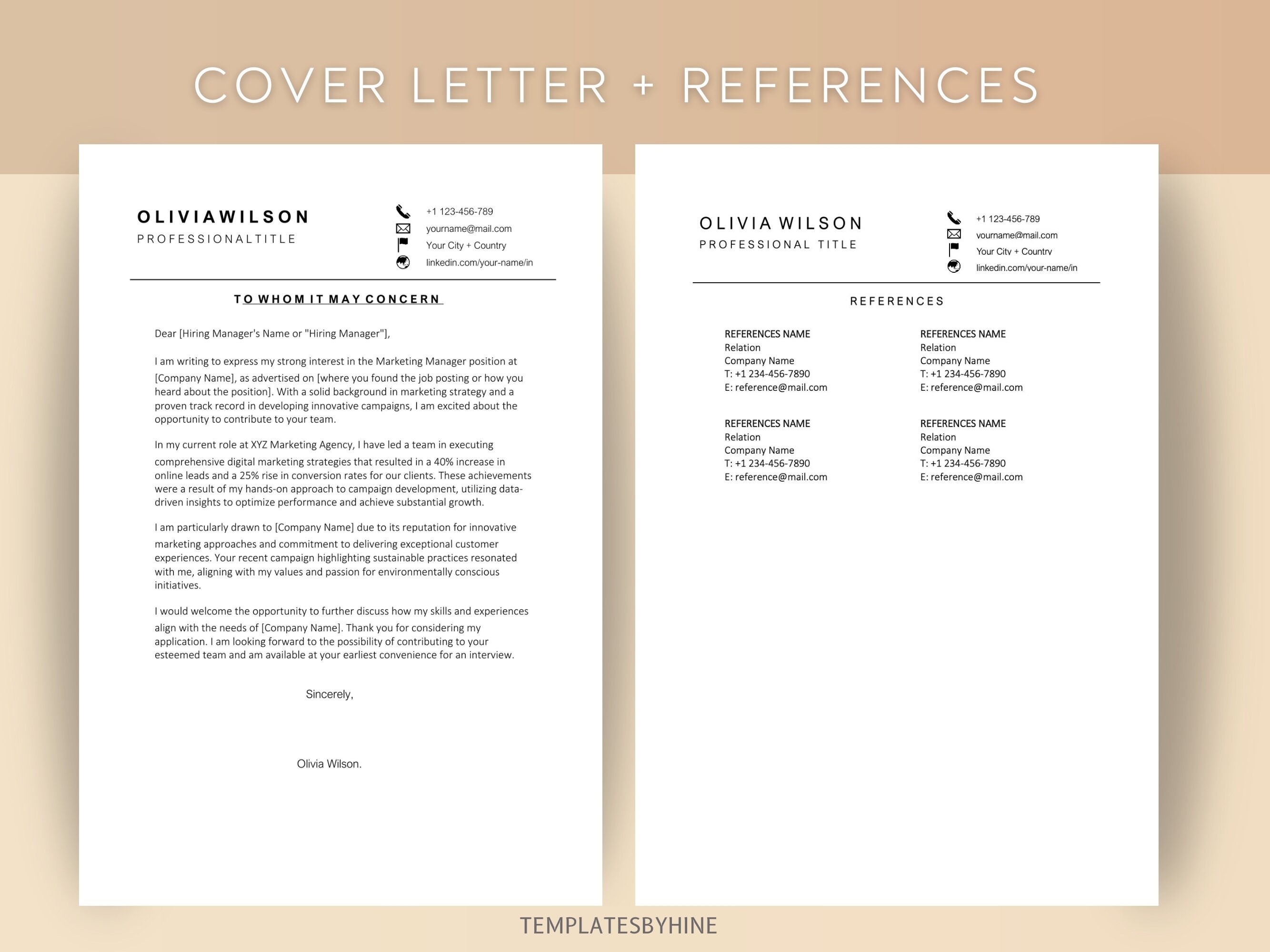 Minimal Resume Template | Microsoft Word | References Template ...