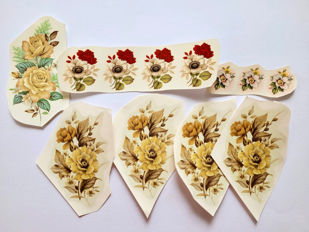12 Original Vintage Flower Waterslide Decals, 1970’s, Decals, Stickers ...