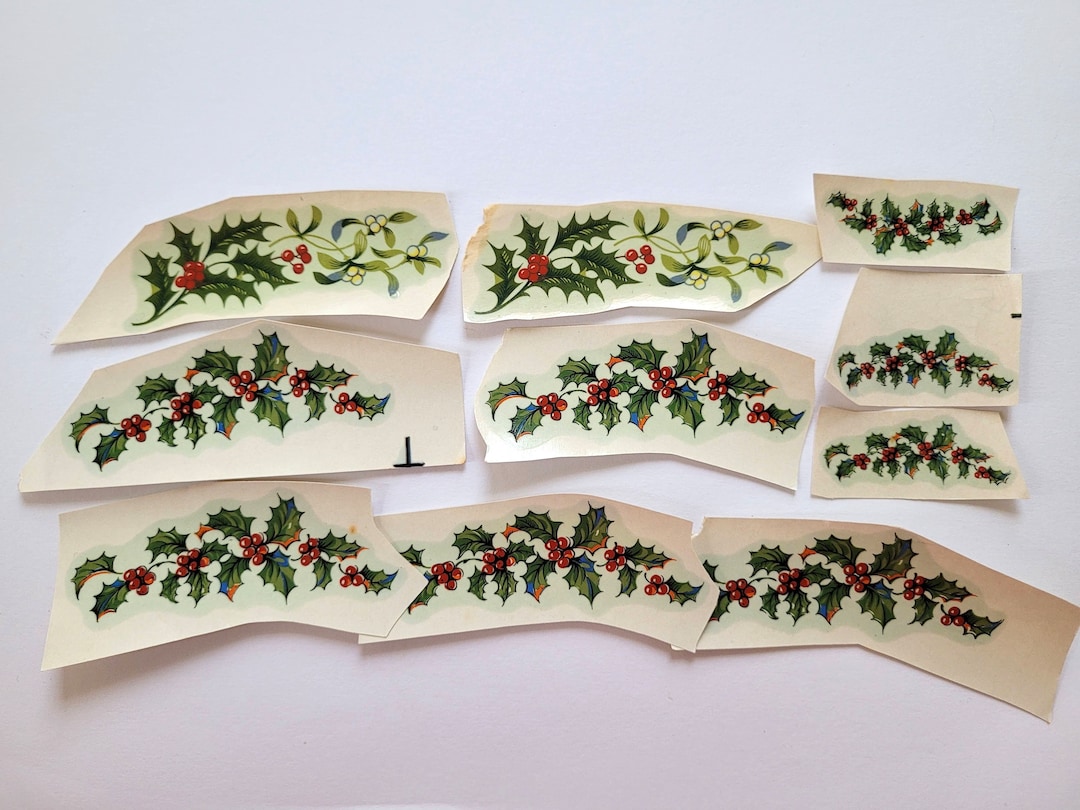 10 Original Vintage Christmas Waterslide Decals, 1970s, Decals ...