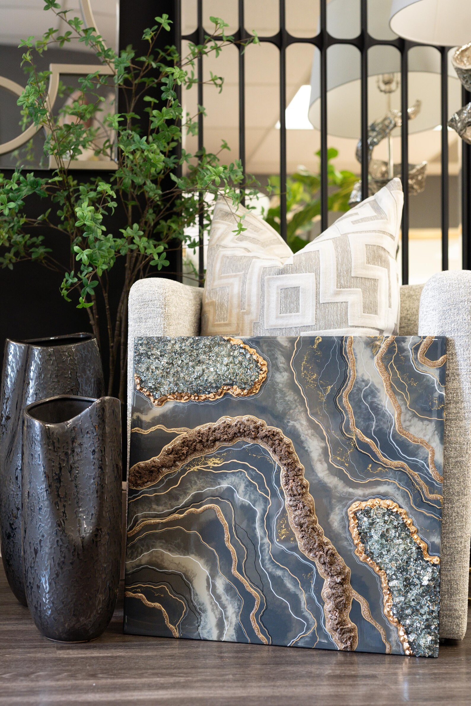 24"x24" Grey Geode Resin Wall Art | on Wood Panel | Custom Home Decor ...