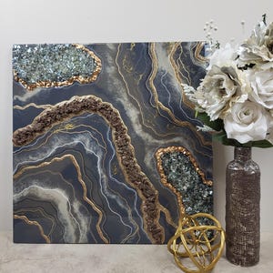 24"x24" Grey Geode Resin Wall Art | on Wood Panel | Custom Home Decor ...