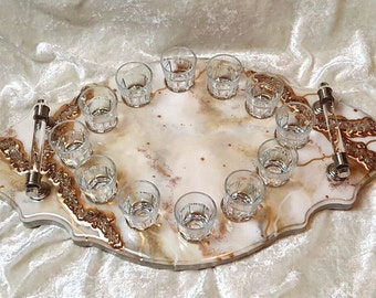 6-slot Shot Glass Tray | Wood-resin | Girls Night | Party Tray ...