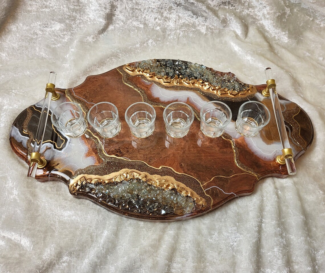 6-slot Shot Glass Tray | Wood-resin | Girls Night | Party Tray ...