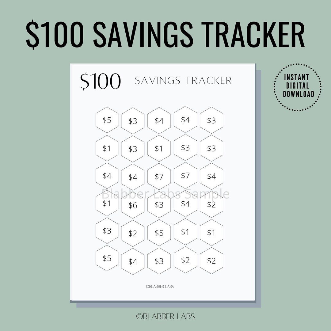 100 Dollar Savings Tracker - Etsy
