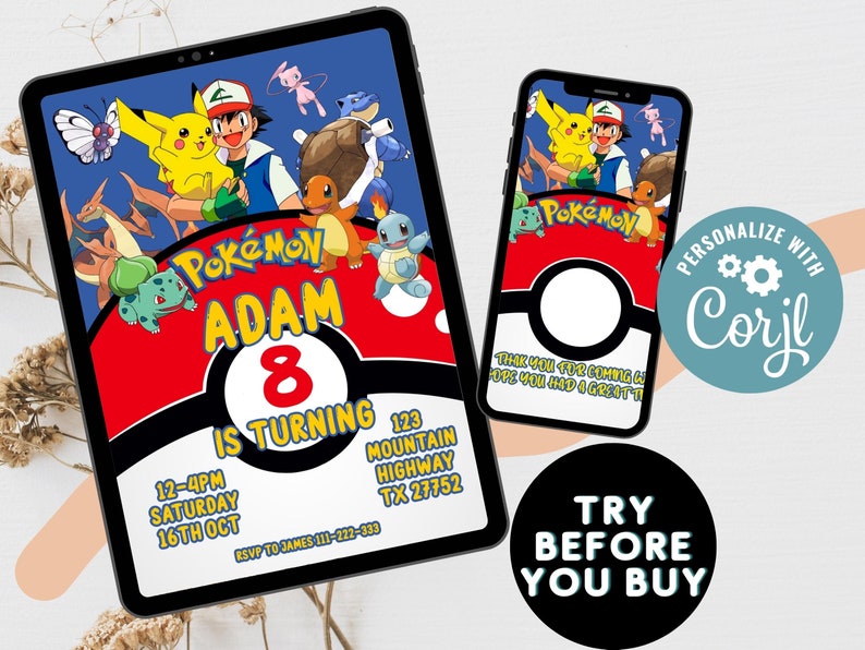 Pokemon Editable Birthday Invitation Template/card Invitation - Etsy
