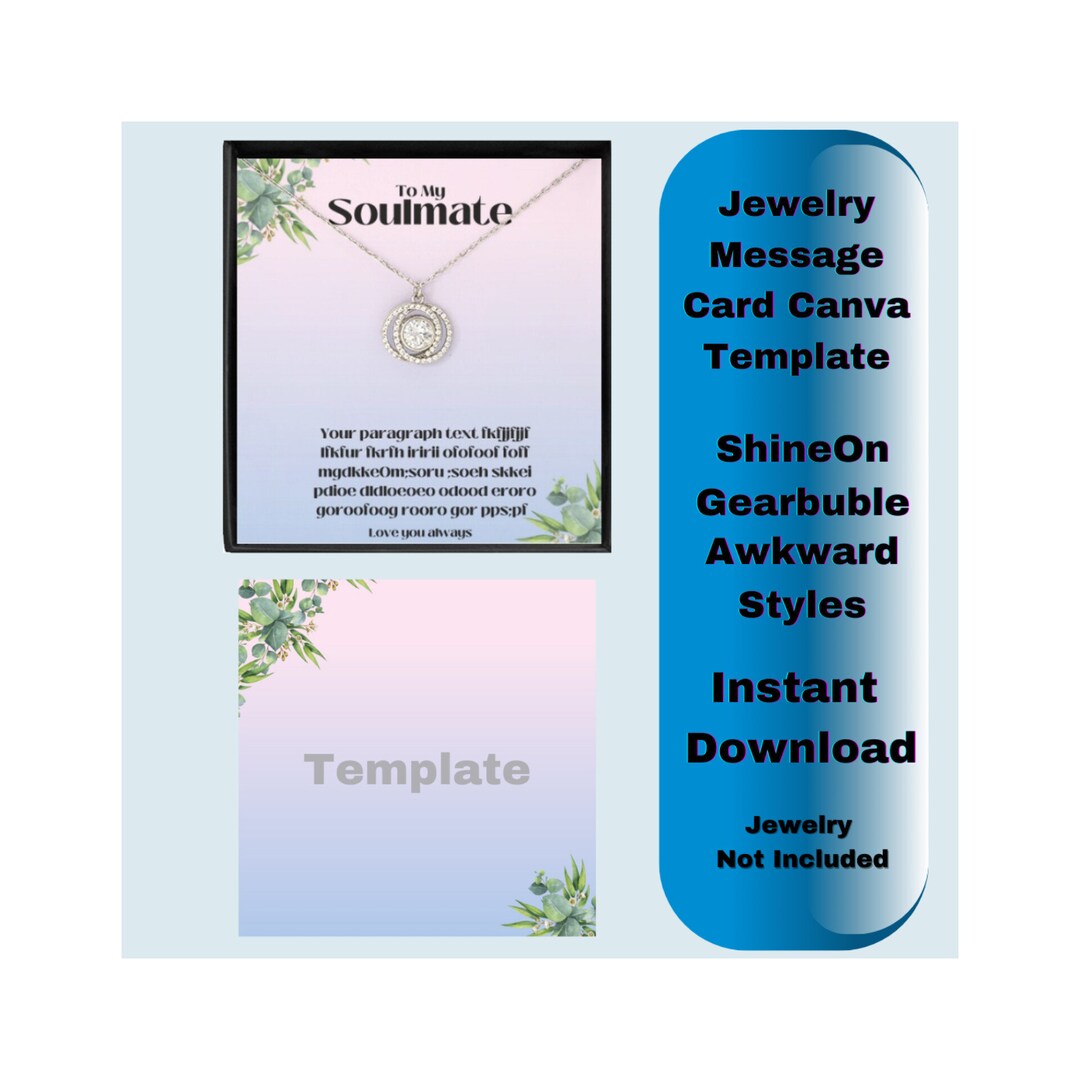 Message Card Template, Necklace Card, Shineon Message Card ...