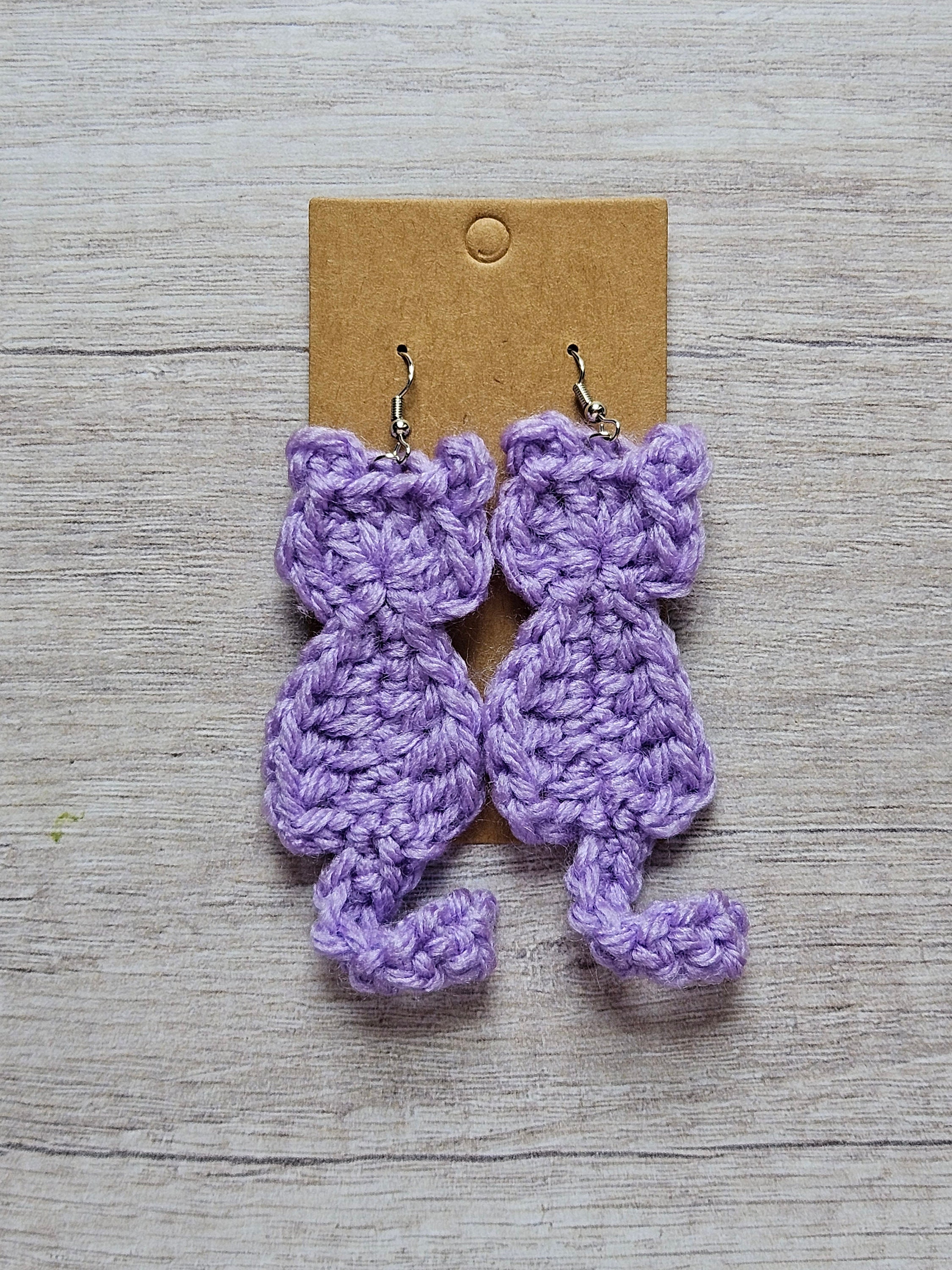 Lightweight Crochet Cat Earrings - Etsy