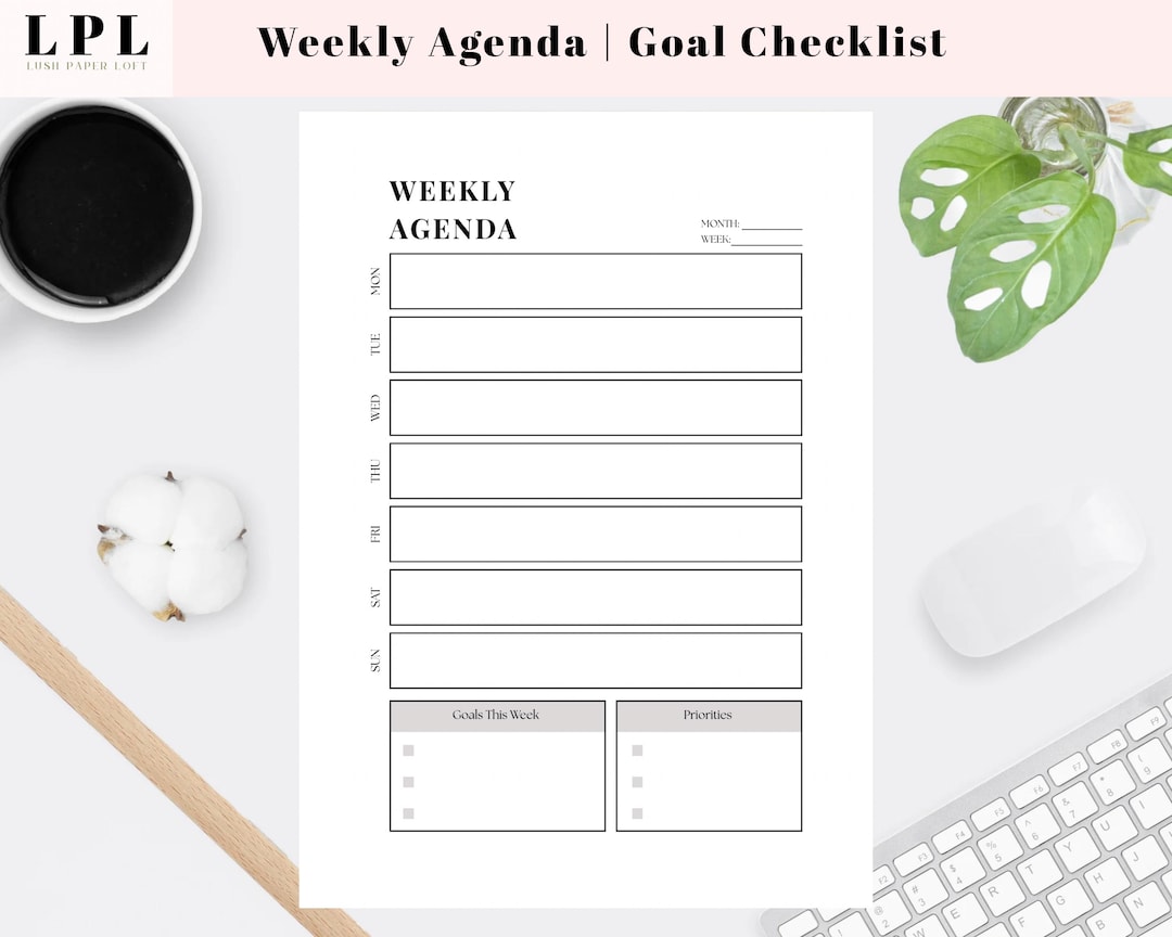 Minimalist Weekly Planner Printable | Goals & Priorities (PDF) - Etsy