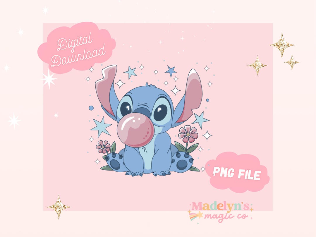 Stitch PNG ~ Stitch With Bubble Gum Png ~ Stitch Clipart ~ Stitch ...