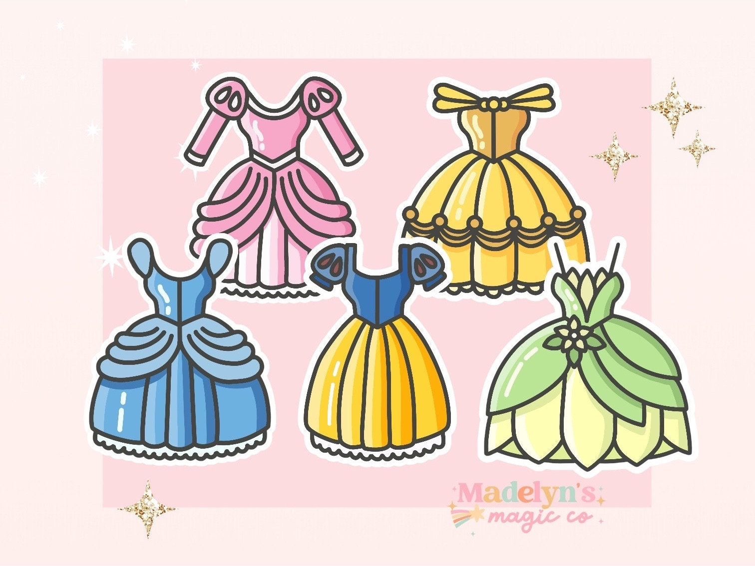 Disney Princess Dress Stickers Laptop Sticker Princess Sticker Disney ...