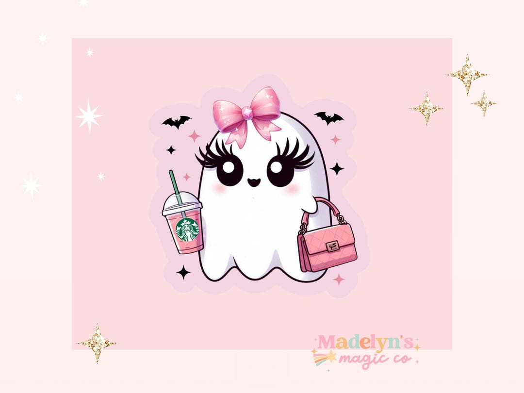 Pink Ghost Sticker ~ Girly Ghost ~ Halloween Sticker ~ Pink Halloween ...