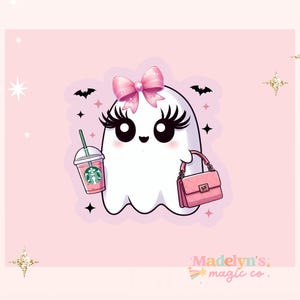 Pink Ghost Sticker ~ Girly Ghost ~ Halloween Sticker ~ Pink Halloween ...