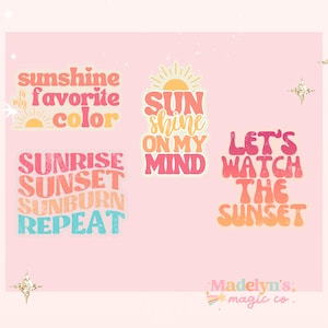 Summer Sunset Set of 5 ~ Laptop and Water Bottle Stickers ~ Summer ...