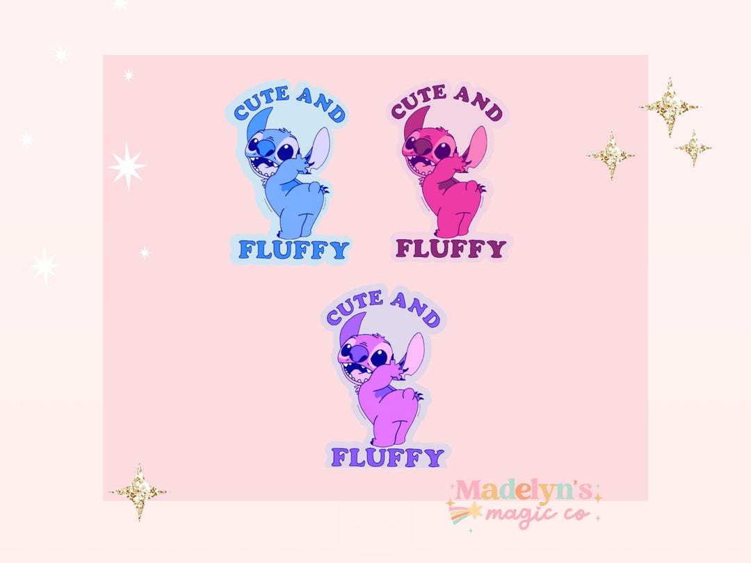 Stitch Cute and Fluffy Sticker ~ Laptop Sticker ~ Disney Sticker ~ Lilo ...