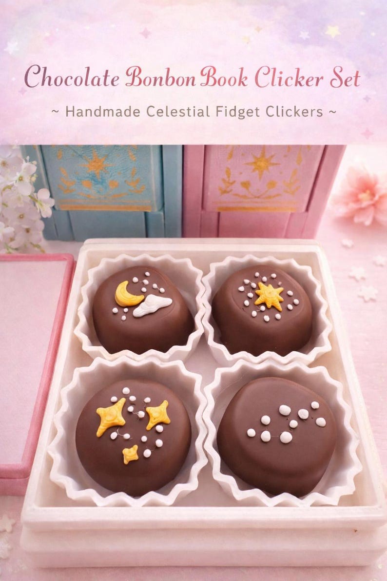 Chocolate Bonbon Book Clicker Set ~ Celestial Fidget Clickers ~ Moon ...