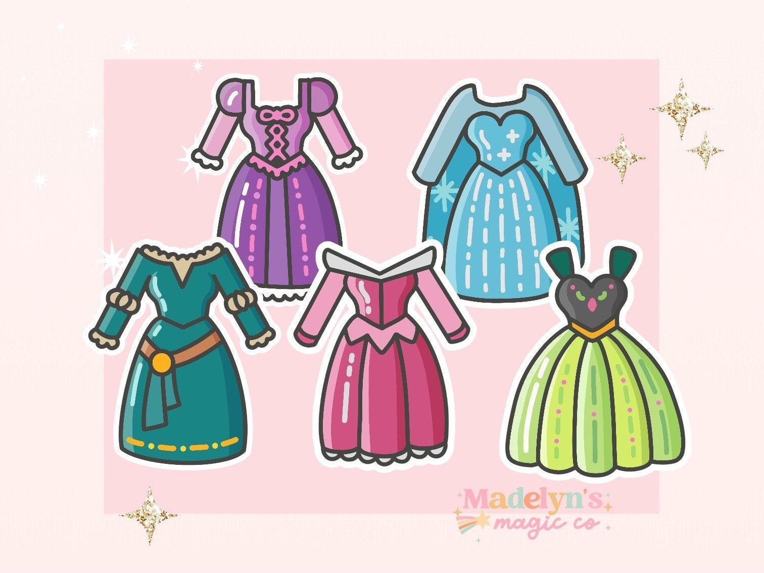 Disney Princess Dress Stickers Laptop Sticker Princess Sticker Disney ...