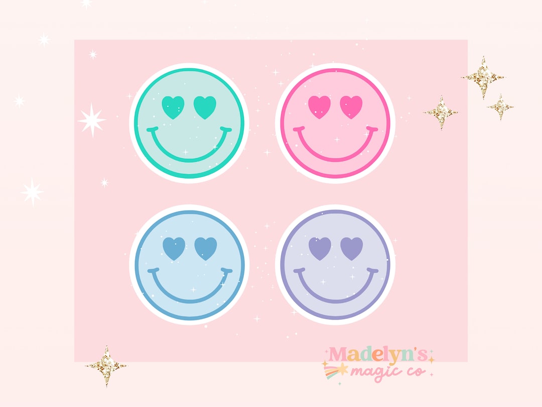 Happy Face Stickers Set of 4~ Happy Face Stickers ~stickers for Girl ...