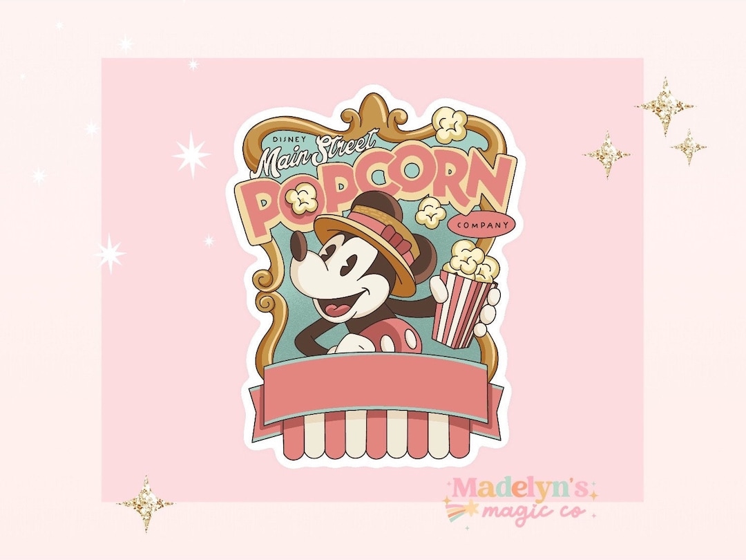 Mickey Popcorn Sticker Pink ~ Laptop Sticker ~ Disney Sticker ~ Mickey ...