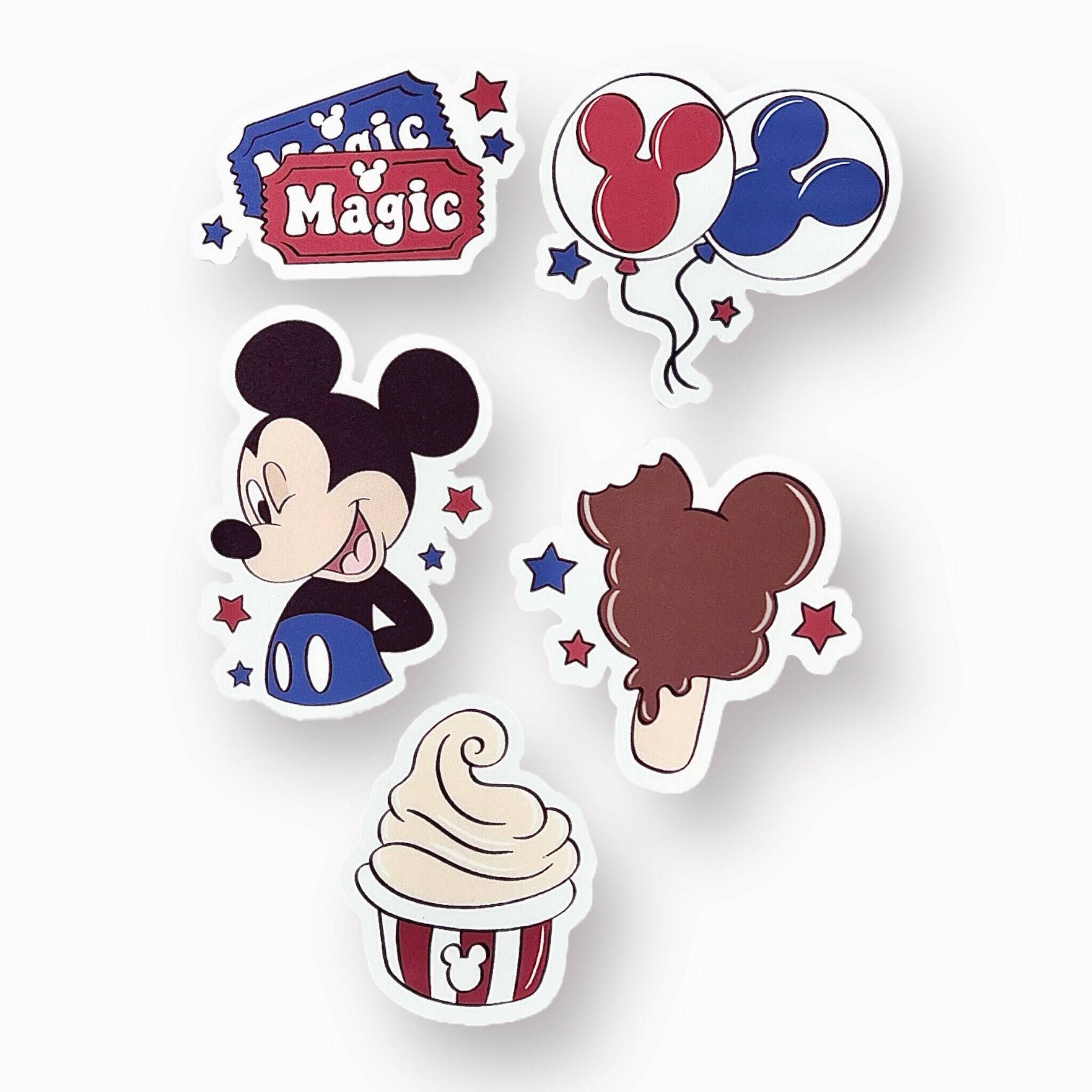 Red White and Blue Mickey Pack of 5 ~ Mickey Mouse Stickers ~ Dole Whip ...
