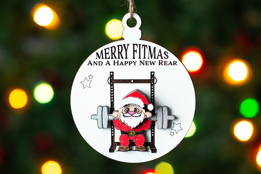 Merry Fitmas and a Happy New Rear Christmas Ornament, Funny Christmas ...