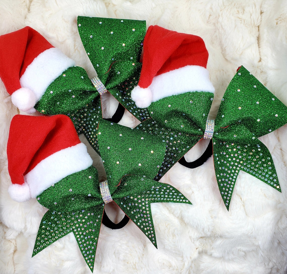 Christmas Cheer Bow Santa Hat Cheer Bow Team Bows Christmas Bows ...