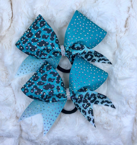 Teal Cheer Bows Aerial Rhinestone And Vinyl Or Sublimation Mixed Media