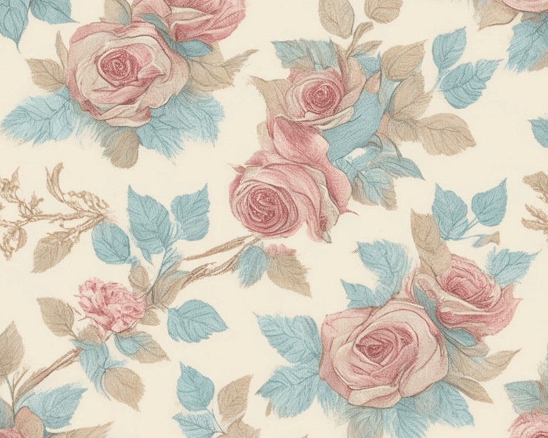 10 Vintage Antique Rose Digital Paper Seamless SVG Format - Etsy