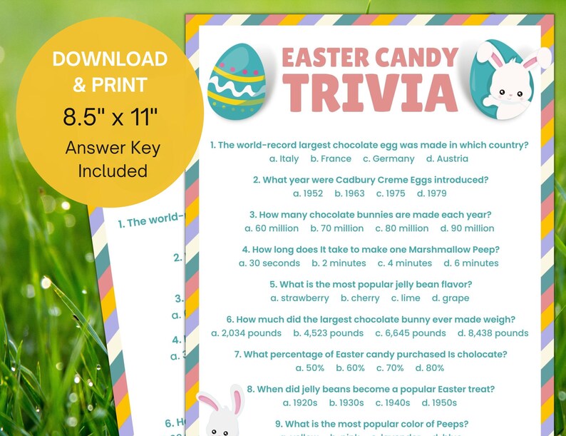 Easter Candy Trivia Game | Printable Easter Game | Easter Activity for ...