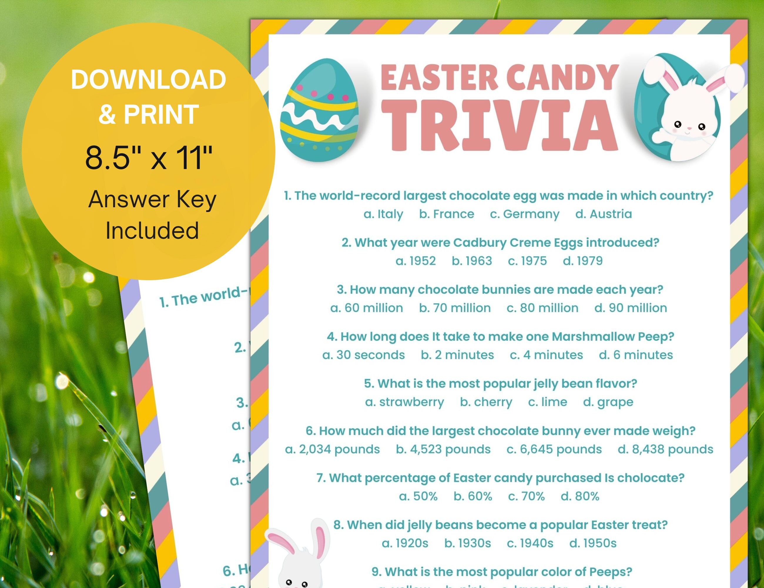 Easter Candy Trivia Game | Printable Easter Game | Easter Activity for ...