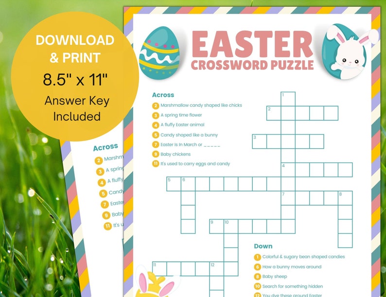 Easter Crossword Puzzle | Printable Easter Game | Easter Activity for ...