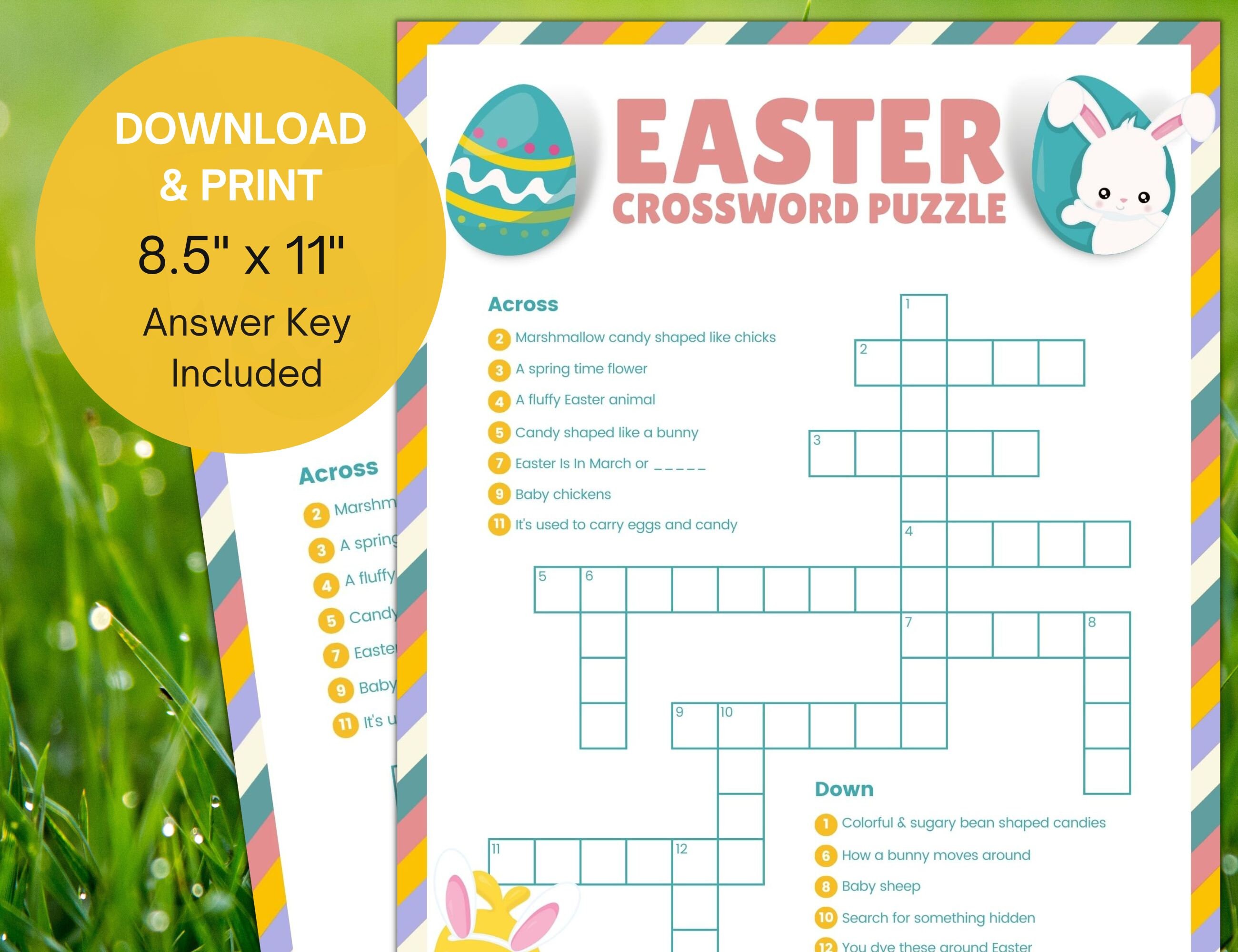 Easter Crossword Puzzle | Printable Easter Game | Easter Activity for ...