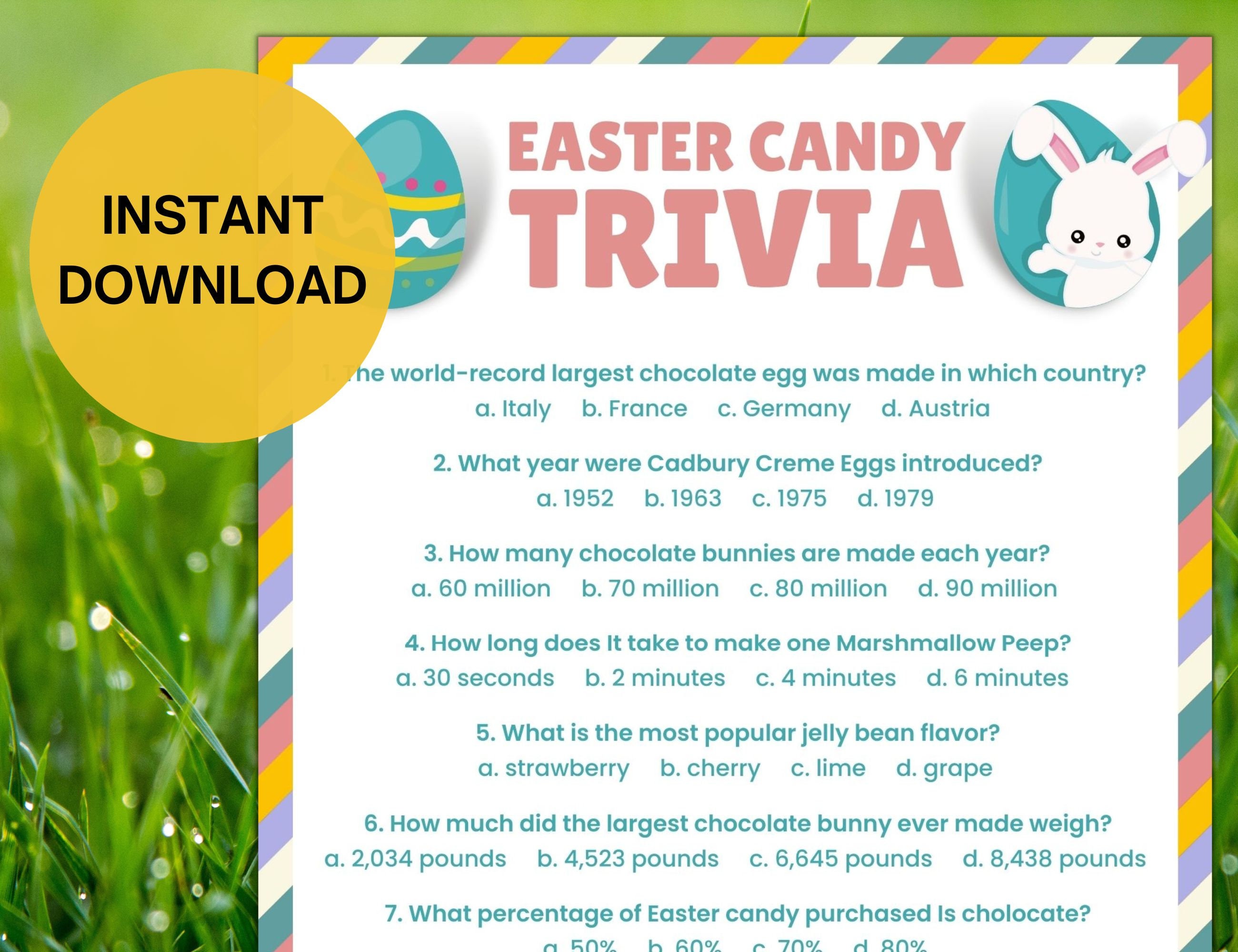 Easter Candy Trivia Game | Printable Easter Game | Easter Activity for ...