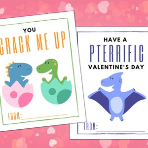 Printable Dinosaur Valentine's Day Cards. Instant PDF Download - Etsy