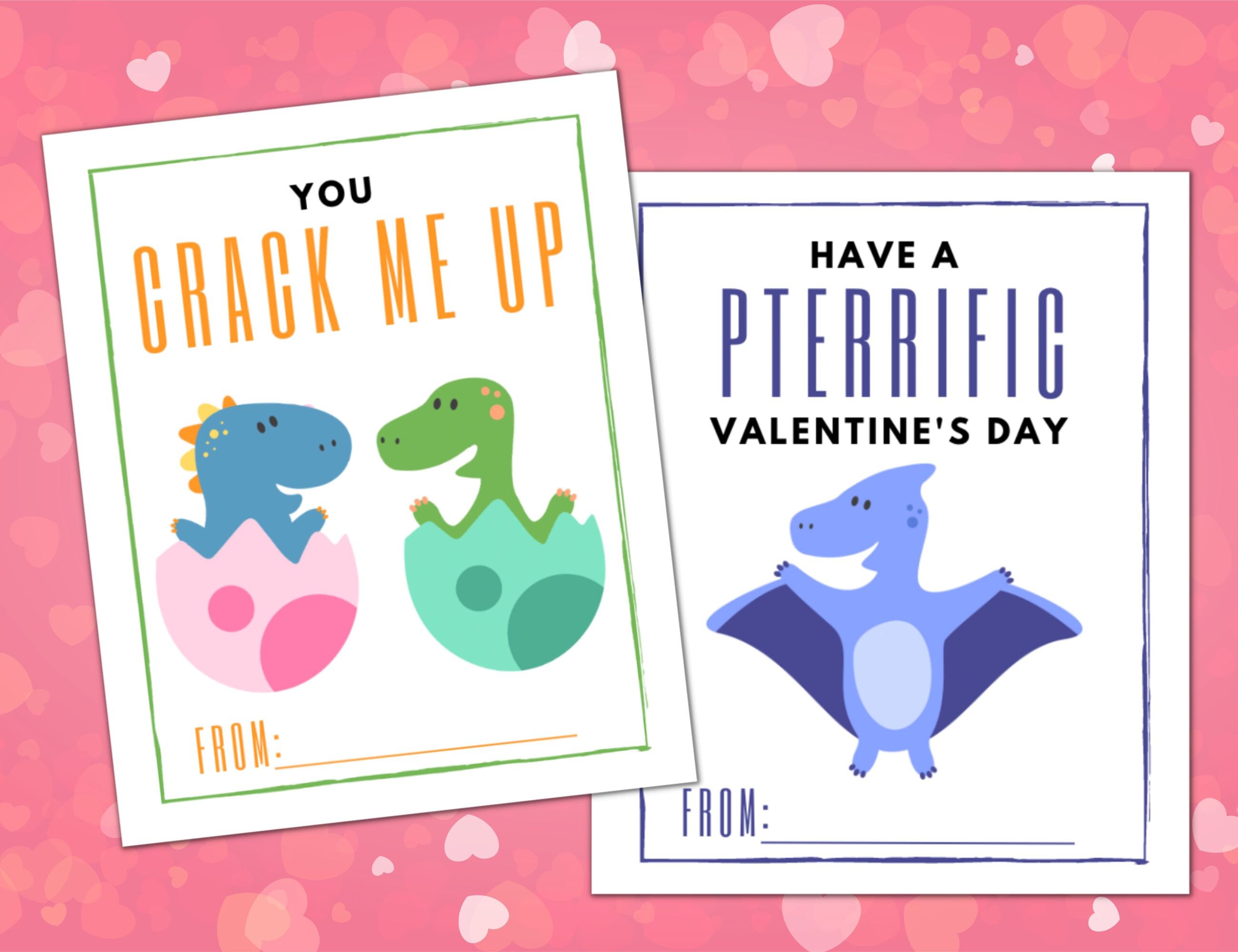 Printable Dinosaur Valentine's Day Cards. Instant PDF Download - Etsy