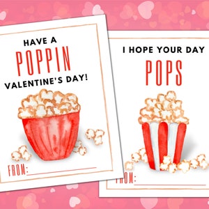 Popcorn Valentine Cards for Kids. Printable PDF. - Etsy