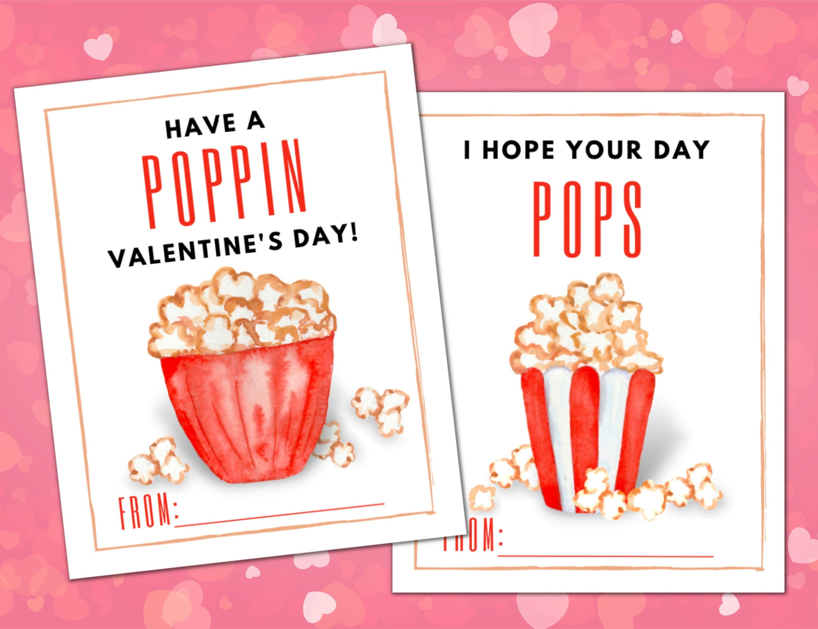 Popcorn Valentine Cards for Kids. Printable PDF. - Etsy