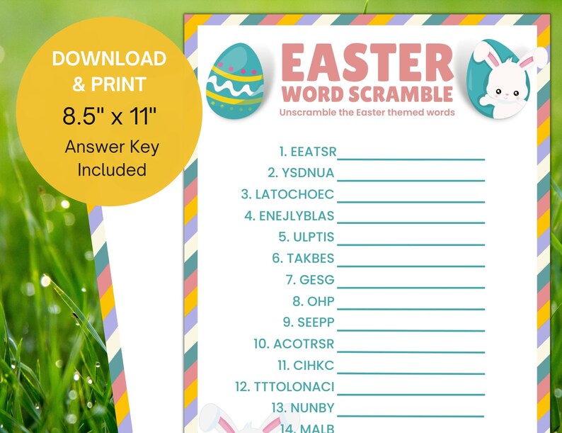 Easter Word Scramble Game Printable Easter Game Easter Activity for ...