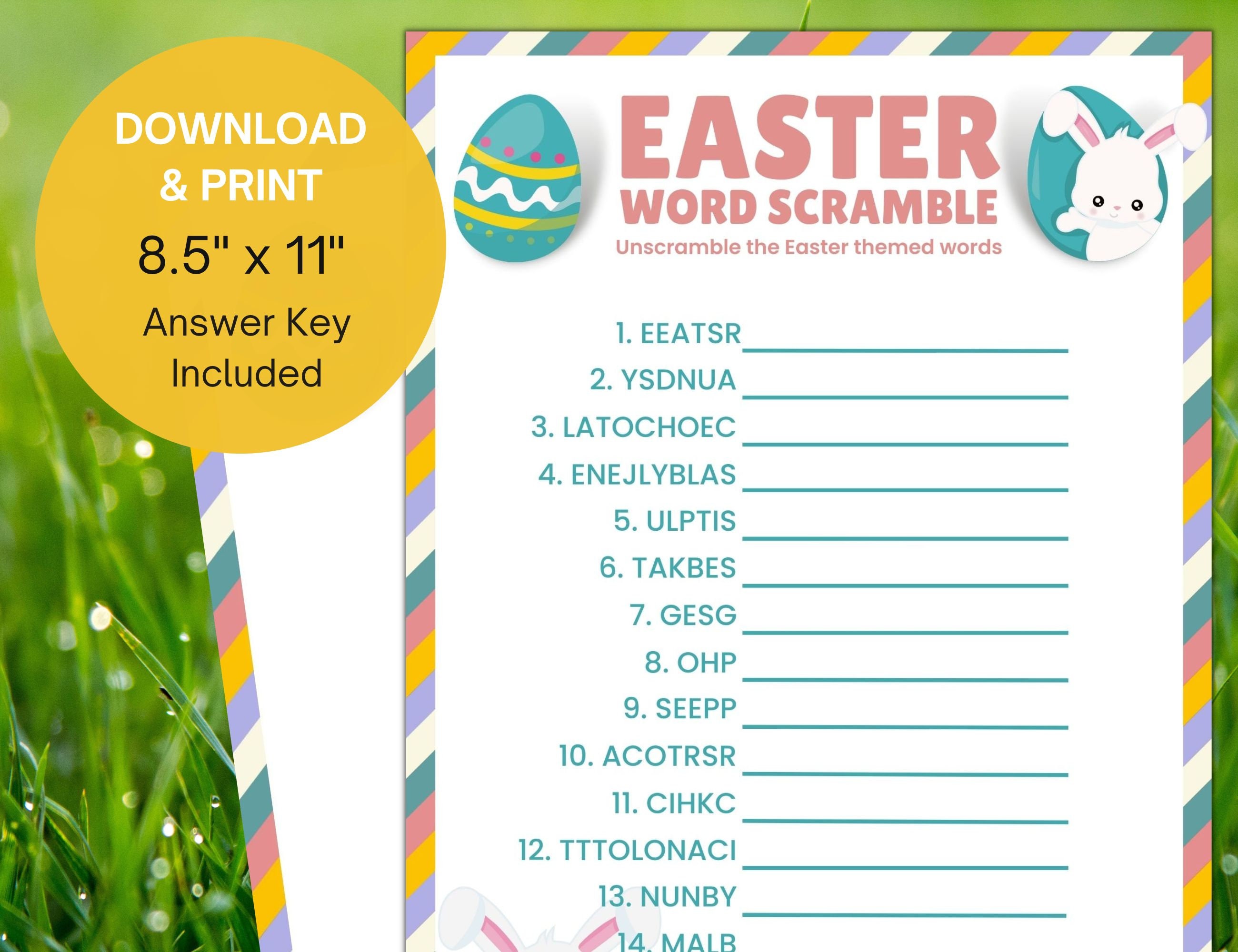 Easter Word Scramble Game | Printable Easter Game | Easter Activity for ...