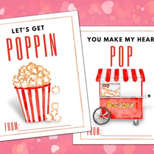 Popcorn Valentine Cards for Kids. Printable PDF. - Etsy