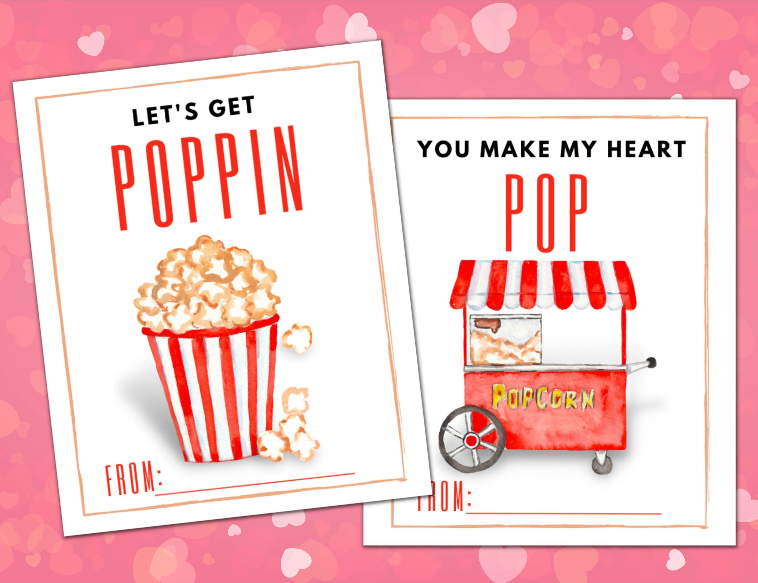 Popcorn Valentine Cards for Kids. Printable PDF. - Etsy