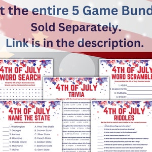 4th of July Riddles Printable Game, 4th of July Game, Printable Family ...