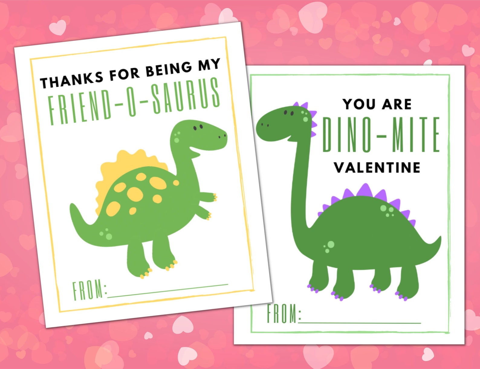 Printable Dinosaur Valentine's Day Cards. Instant PDF Download - Etsy