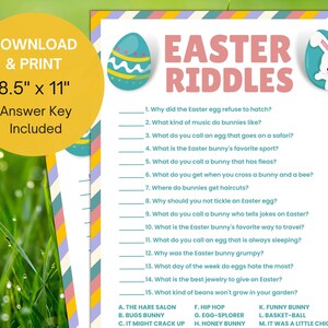 Printable Easter Riddles Game | Printable Easter Game | Easter Activity ...