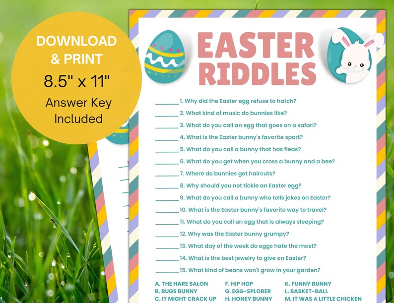 Printable Easter Riddles Game | Printable Easter Game | Easter Activity ...