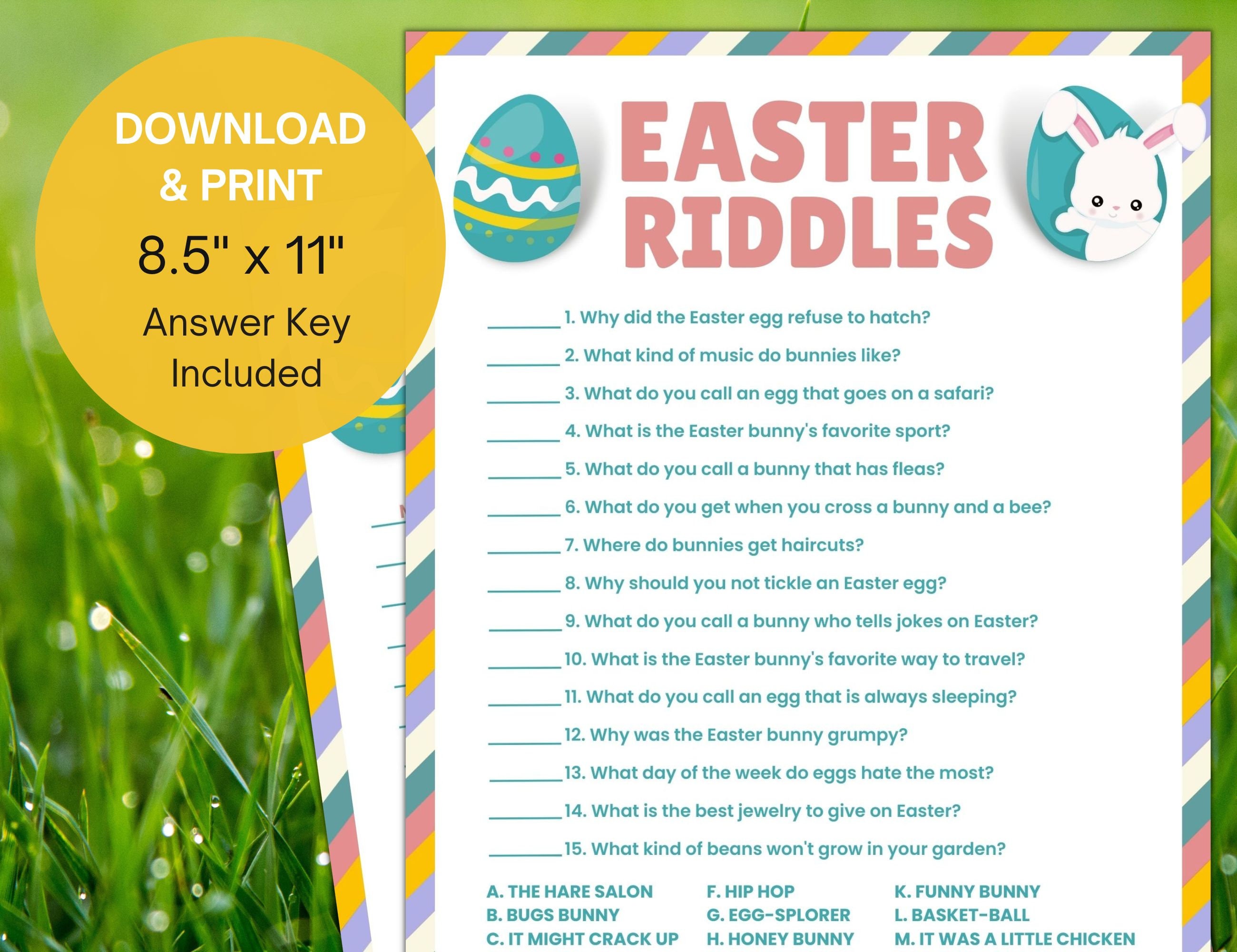 Printable Easter Riddles Game | Printable Easter Game | Easter Activity ...