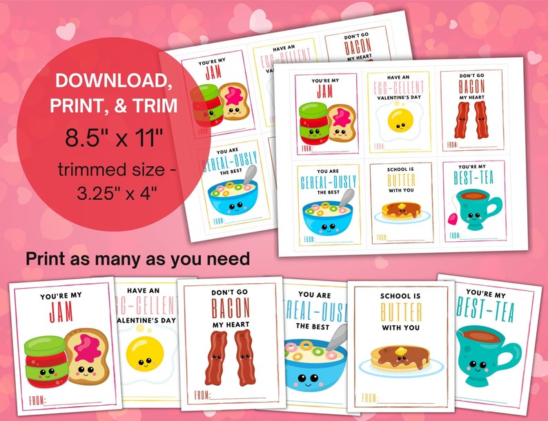 Printable Valentine's Day Cards. Instant Download Kids Valentine's Day ...