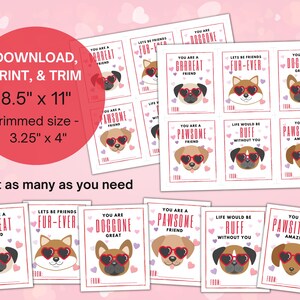 Printable Puppy Valentine's Day Cards. Instant Download Kids Valentine ...