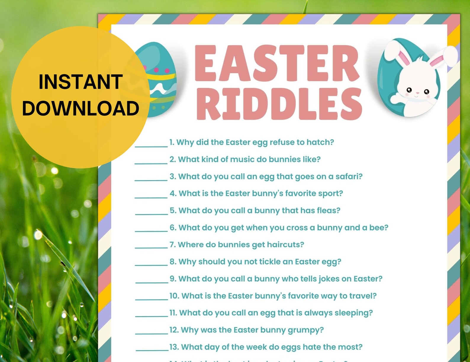 Printable Easter Riddles Game | Printable Easter Game | Easter Activity ...
