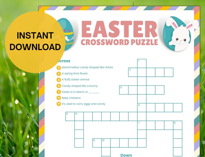 Easter Crossword Puzzle | Printable Easter Game | Easter Activity for ...